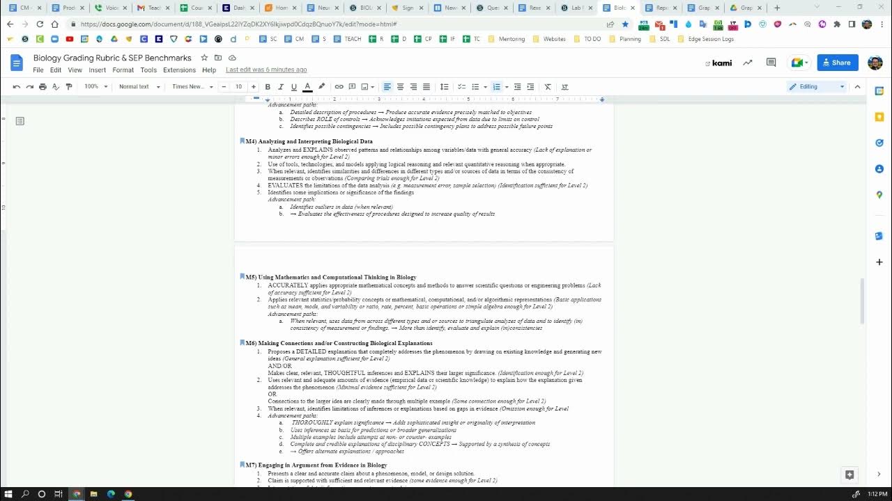 Biology SEP Benchmarks - (M4-5) Analyzing & Interpreting Data + Using ...