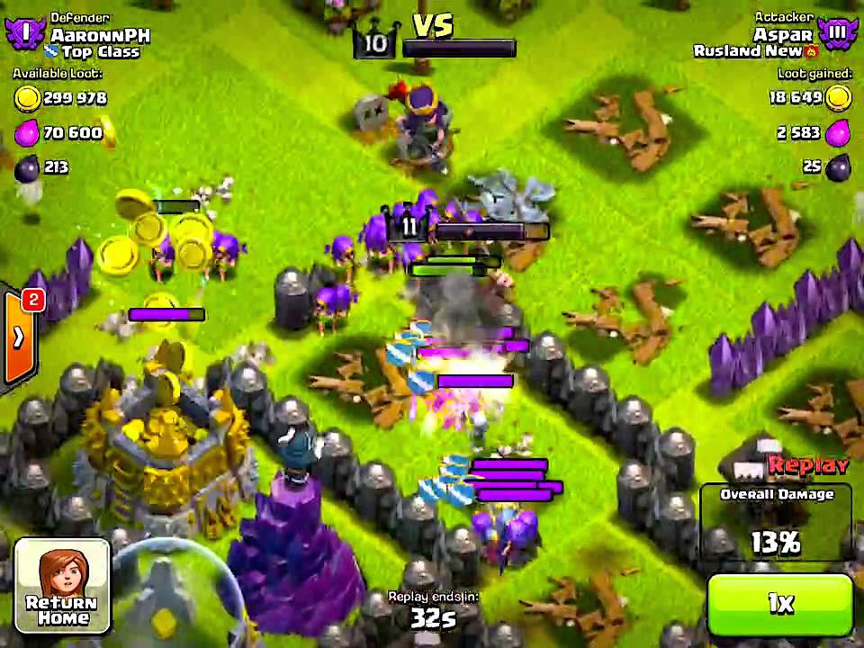 Clash Of Clans: Witches Take Out 4 Pekkas and Heroes! - YouTube