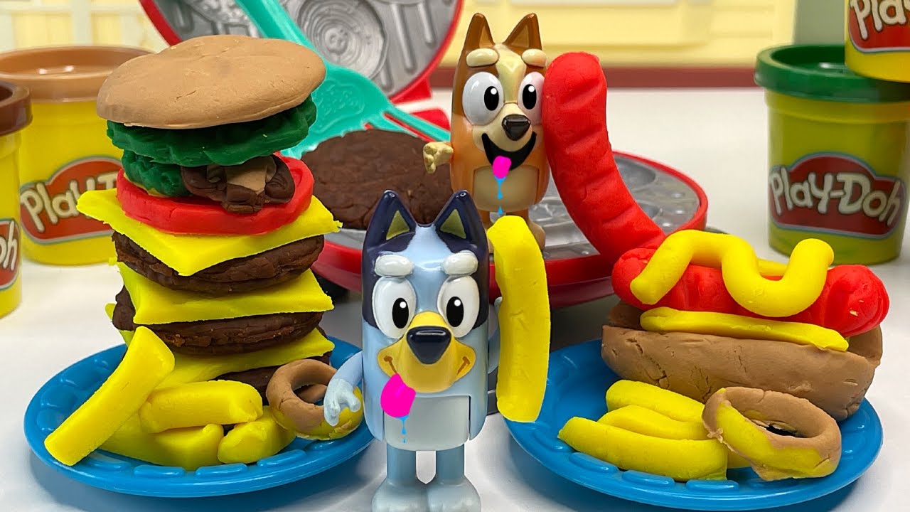 Bluey and Bingo Play Doh Burger Barbecue 🍔 Set. - YouTube
