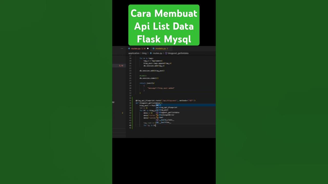 Cara Membuat Api List Data Flask Mysql #coding #python #backenddeveloper #codingnewbie - YouTube