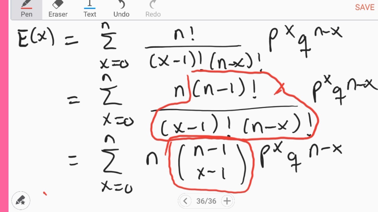 Expection of a Binomial Distribution - Proof - YouTube