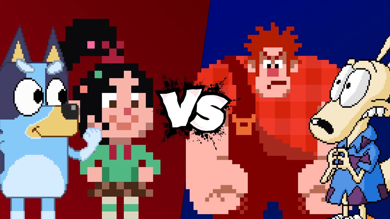 MUGEN Battle - Vanellope/Bluey vs Rocko/Wreck-It Ralph - YouTube