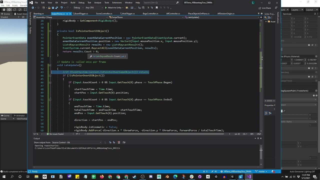 Unity Goldfish AR Raycast UI ignore world - YouTube