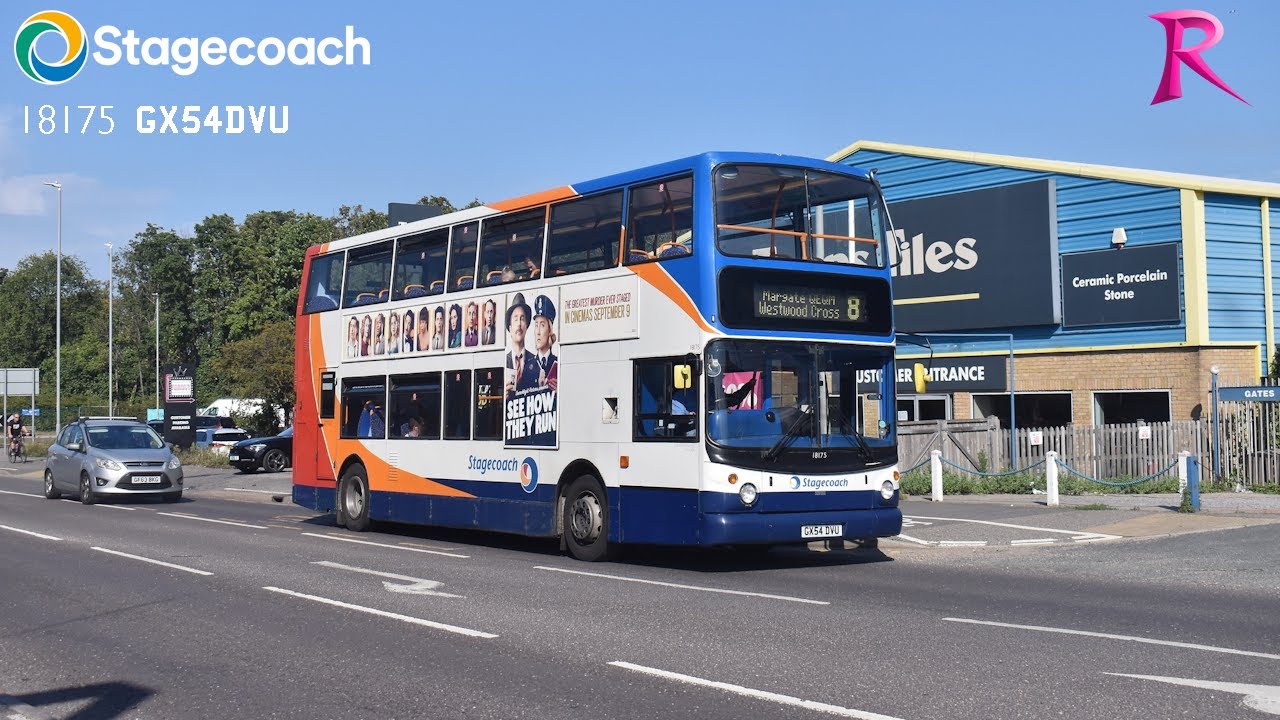 8 Bus Route (18175 GX54DVU) Dennis Trident ALX400 Stagecoach East Kent ...