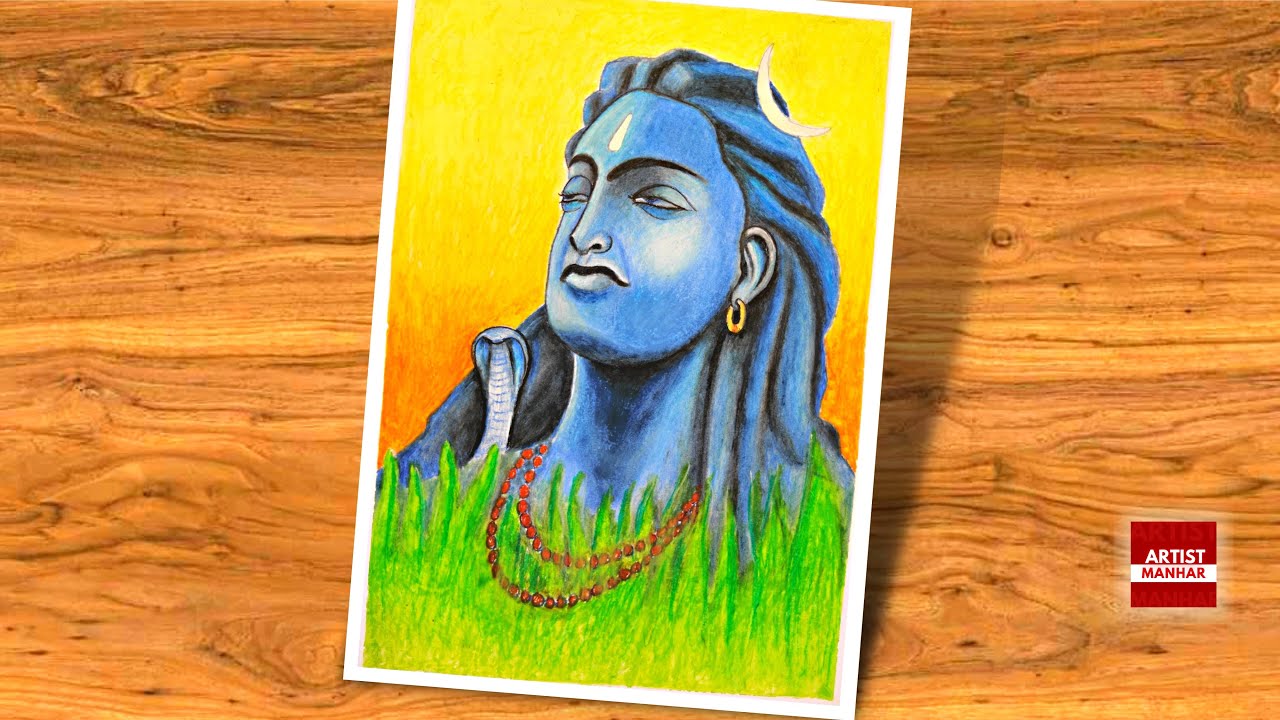 Adiyogi Shiva Drawing Step By Step | Pencil Sketch | Oil Pastel | How ...