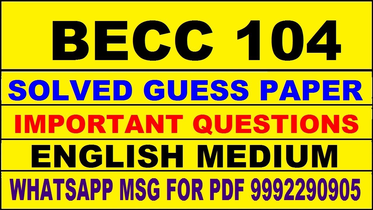 becc 104 guess paper in english | becc 104 important questions | becc ...