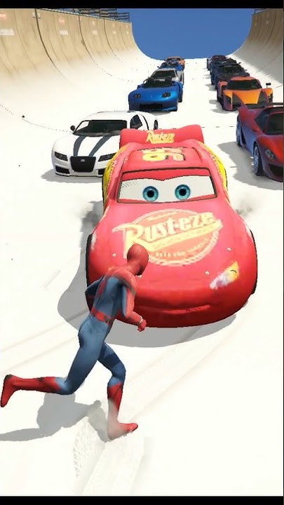 GTA 5 Epic Ragdolls Lightning McQueen Vertical Mega Ramp Challenge ...