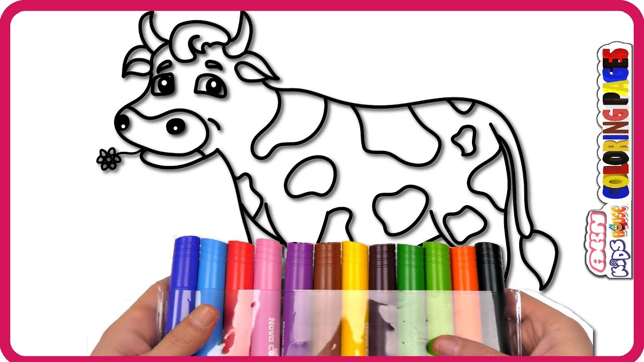 Animals | Cow Drawing And Coloring Pages | Akn Kids House - YouTube
