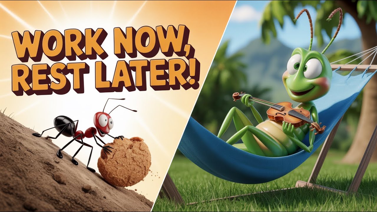 The Ant and the Grasshopper 🐜🎻 | Moral Story for Kids | Work Before ...