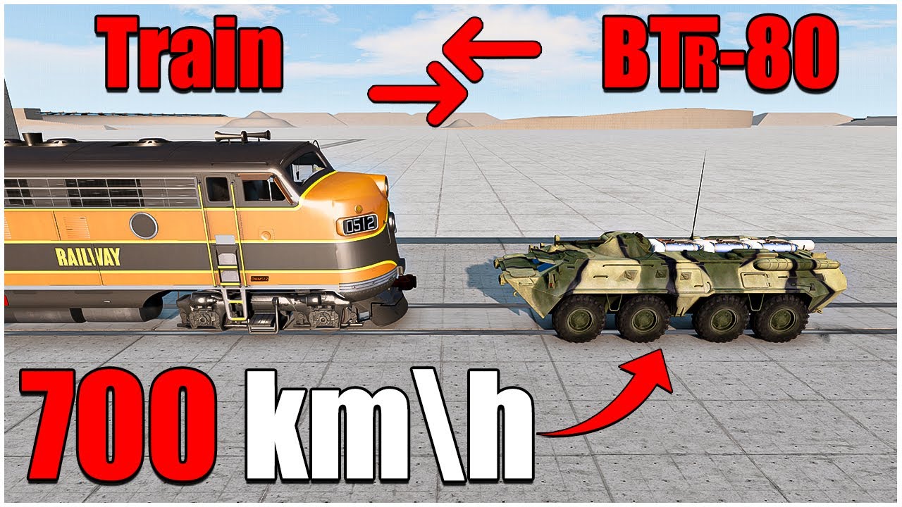 BTR-80 VS Train (103) | Car Body Testing | beamng drive crashes - YouTube