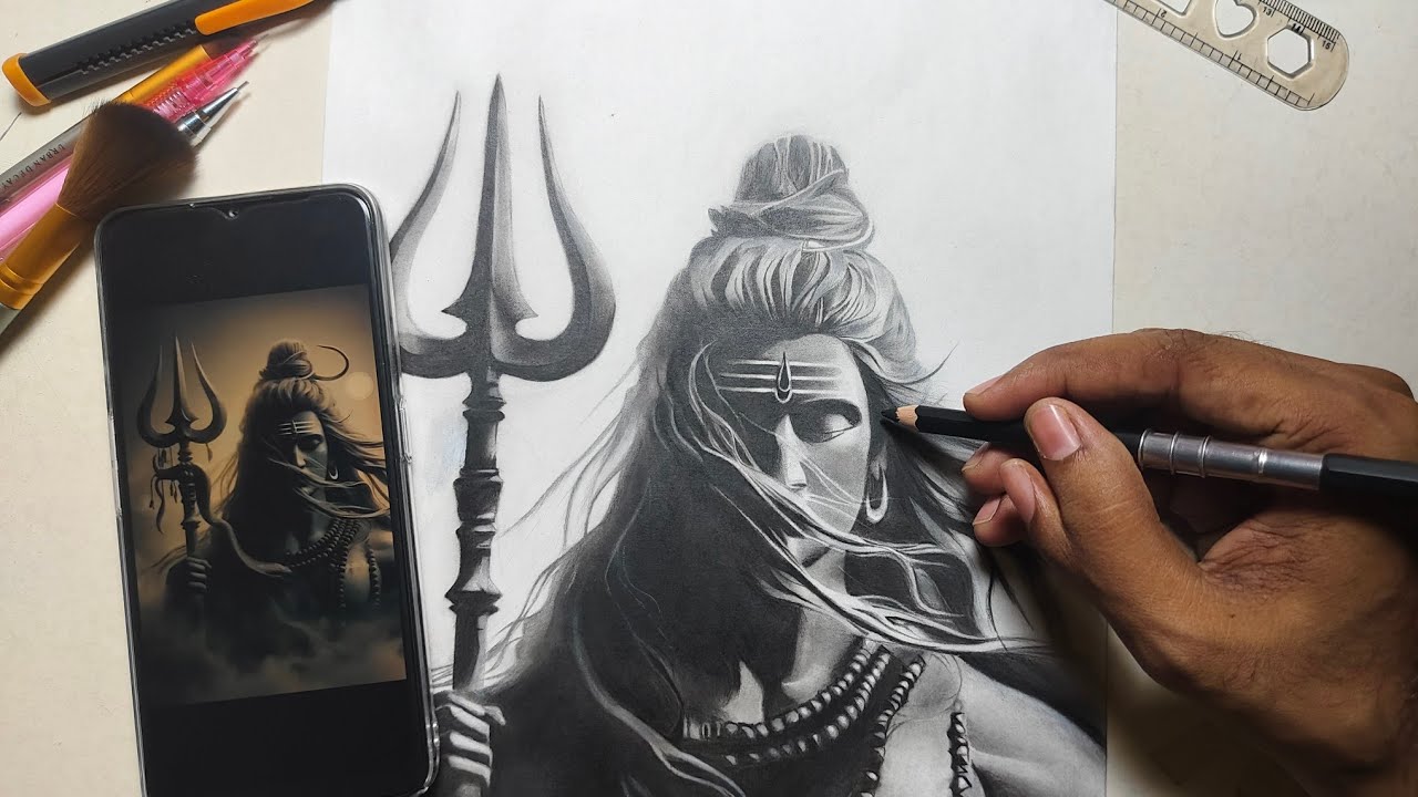 How to Draw MAHADEV ji हर हर महादेव || Lord Shiv ji #drawing #shiv # ...