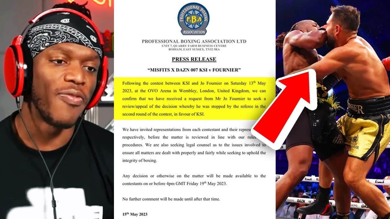 KSI Responds To Elbow Knockout Appeal By Joe Fournier - YouTube