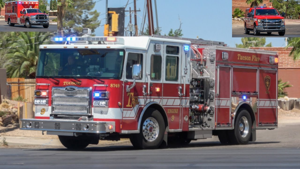 Engine 9 , Paramedic 49 & Medic 9 Responding [Tucson Fire Dept. AZ ...