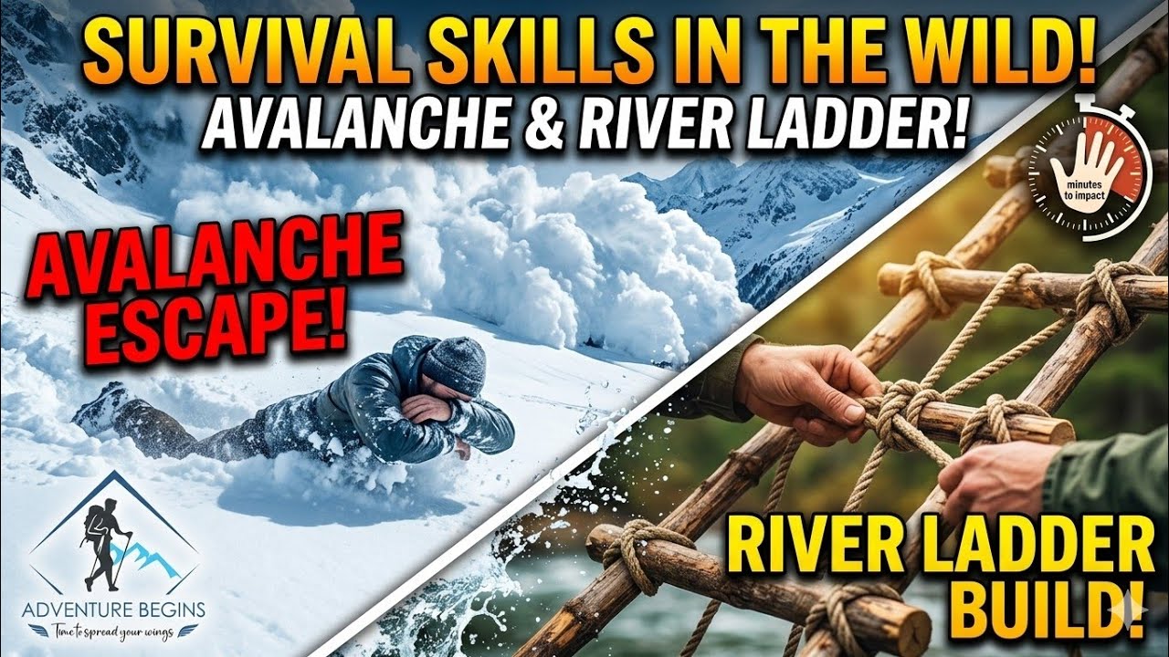 Survival Skills in the Wild | River Ladder Building & Avalanche Escape ...