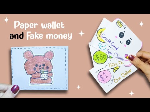 How to make paper FAKE MONEY with WALLET no GLUE no TAPE Paper toy ...