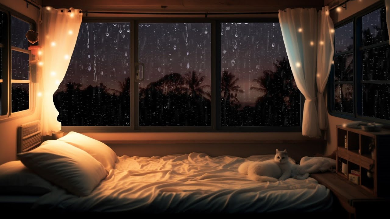Window Rain for Deep Sleep and Studyㅣ3 Hours of Heavy Rain and Thunder ...