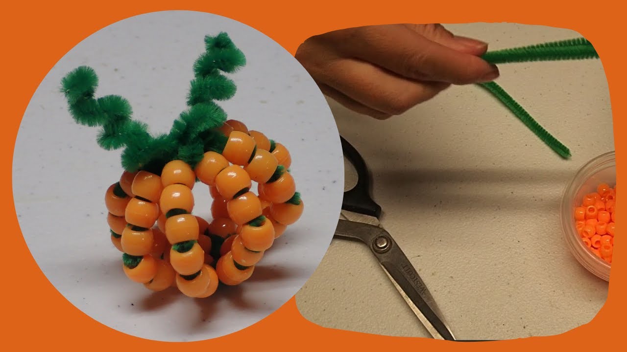 Easy Halloween Kids Craft Pony Bead Pumpkins - YouTube