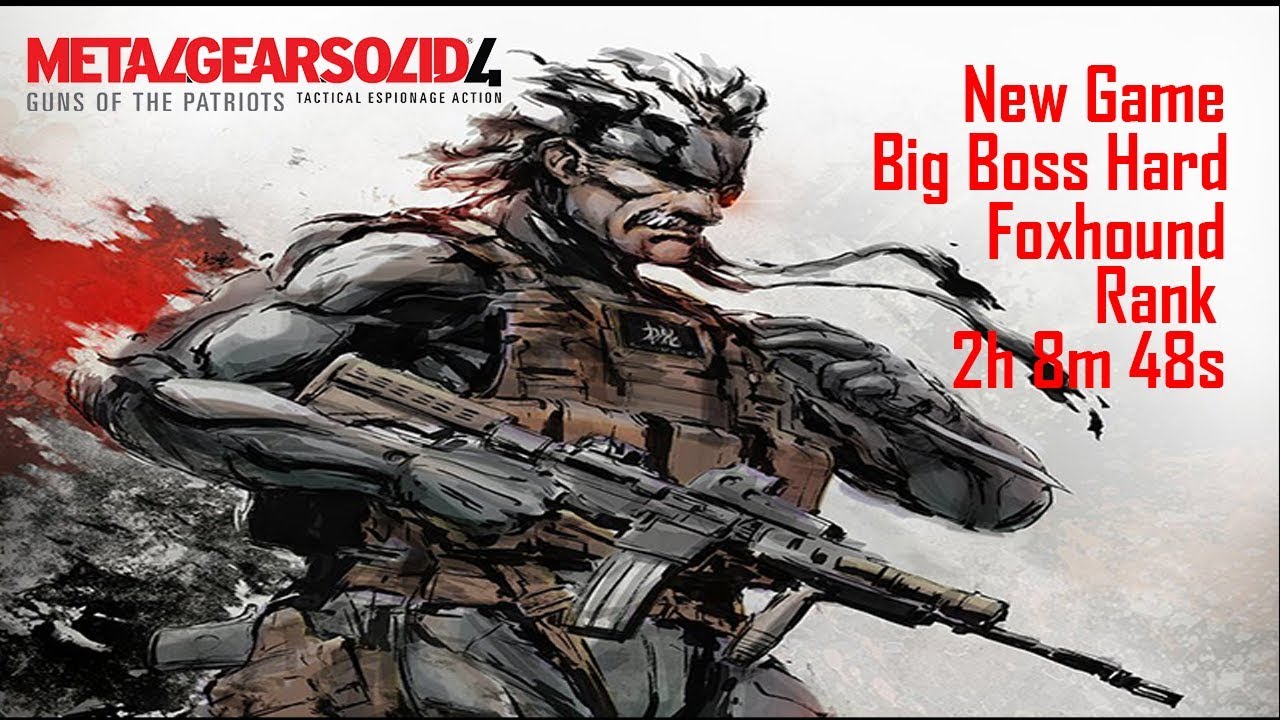 MGS4 | NG | Big Boss Hard Foxhound Rank | No Saves Speedrun in 2h 8m ...