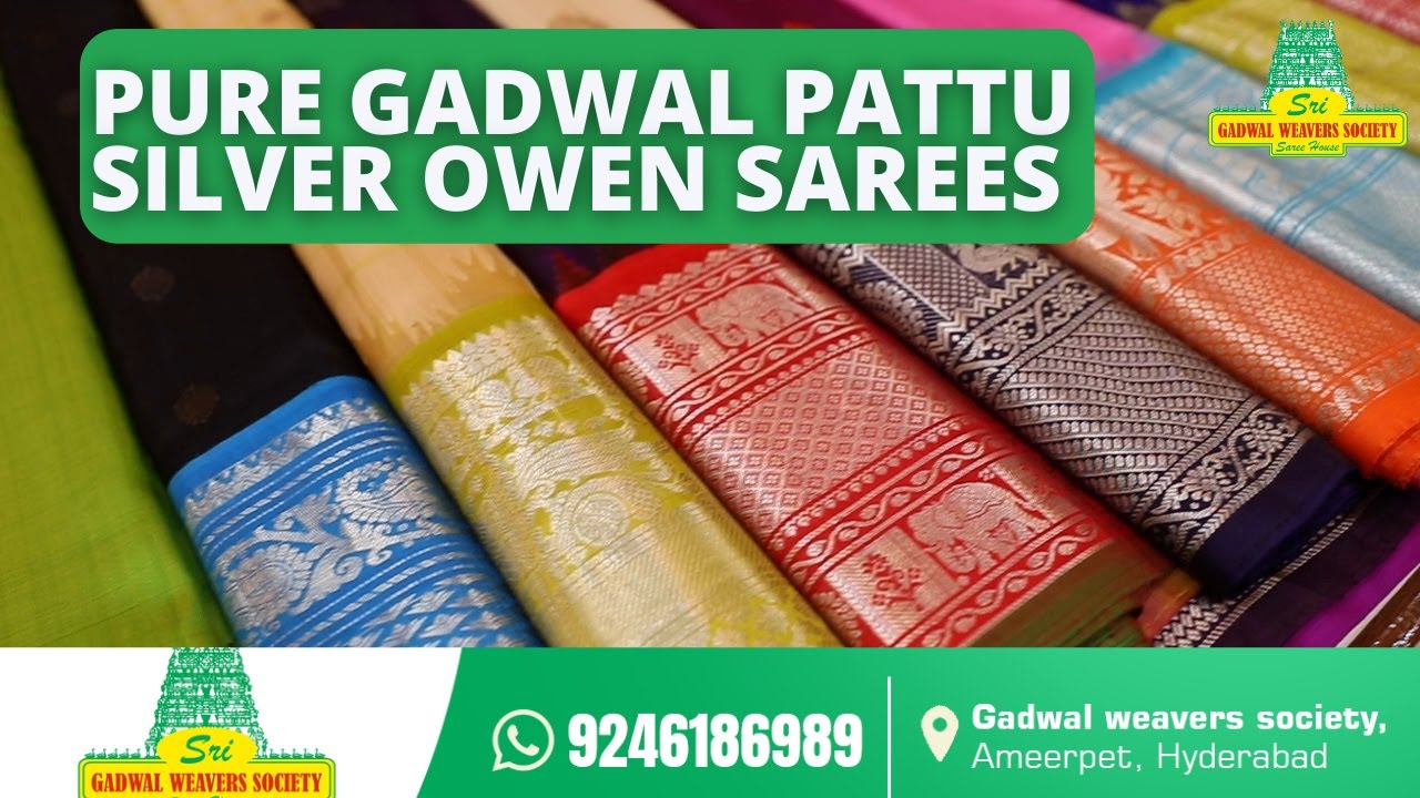Gadwal Pure Pattu silver zari Owen sarees || Gadwal weavers society ...