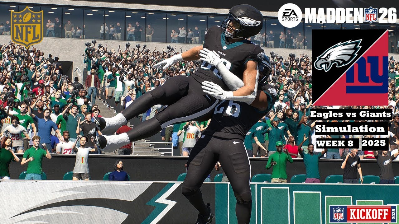 Madden 26 Philadelphia Eagles vs New York Giants WEEK 8 Simulation 2025 ...