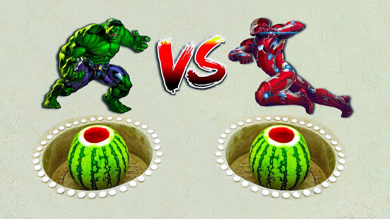 Hulk VS Iron Man toys in Watermelon VS Mentos and Coca Cola, Fanta ...