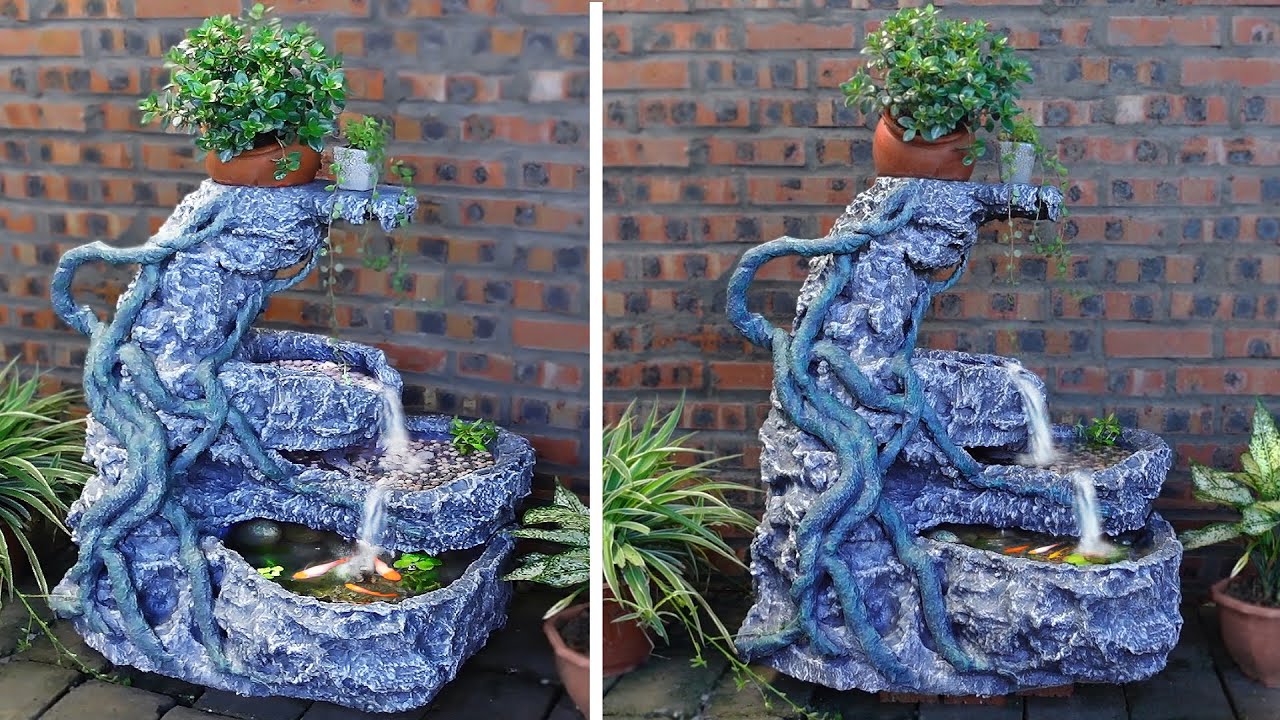 Creative idea from styrofoam! How to make a beautiful waterfall ...