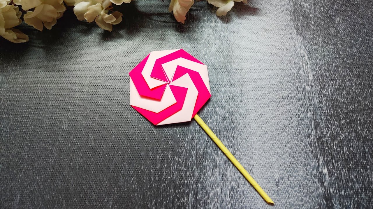 PAPER ORIGAMI CRAFT | ORIGAMI LOLLIPOP | DIY ORIGAMI CRAFT | PARTY PROP ...