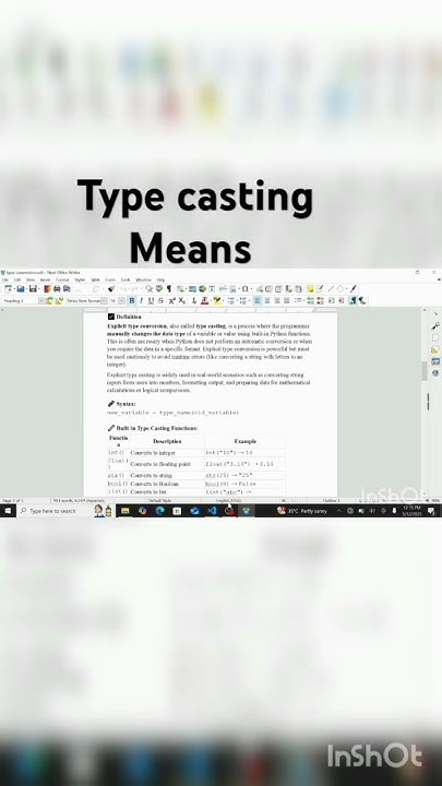 type casting means ##pythonforbeginners #coding #python - YouTube