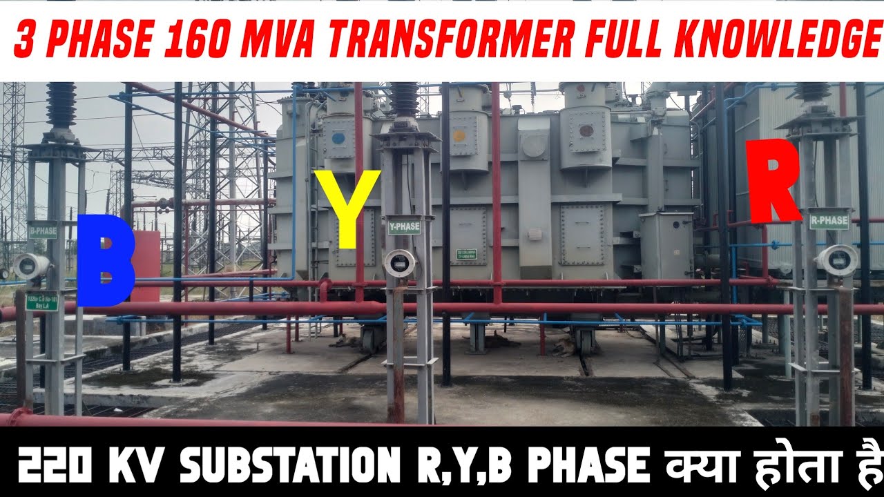 3 Phase 160 MVA Transformer Full Knowledge | 220 kv Substation R,Y,B ...