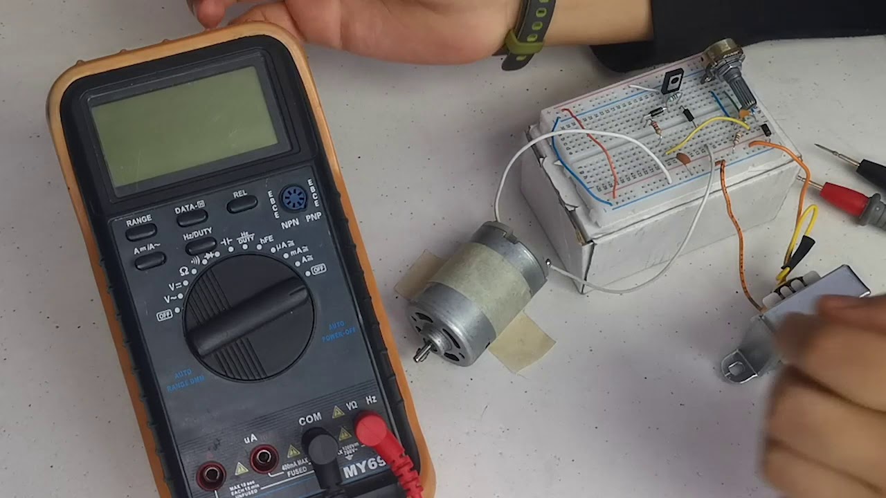 Práctica con el SCR en AC/DC para control de motor - YouTube
