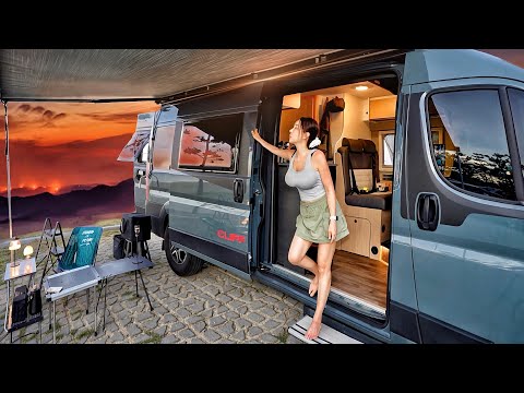 Lüks karavan hayatıㅣGizli bir sahilde muhteşem kamp, yıkanma, yemek ve uyku