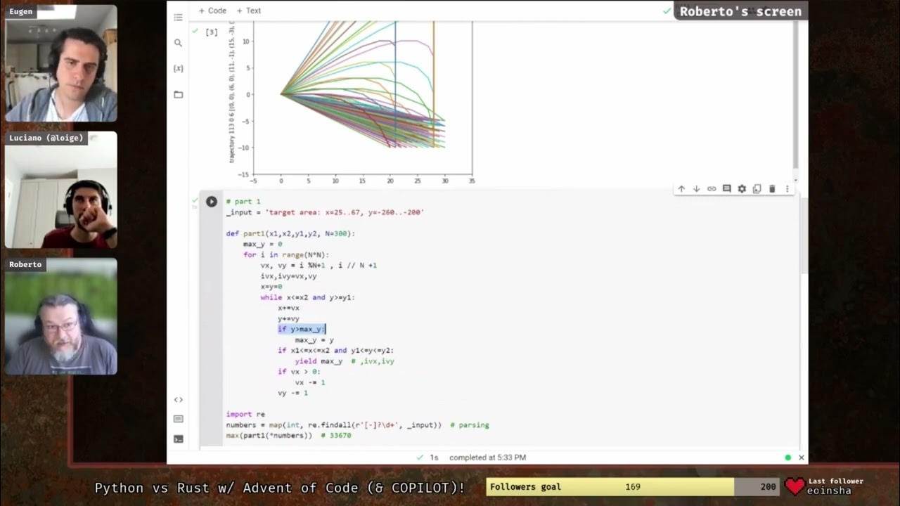 🦀 Rust vs 🐍 Python: Advent of code in Rust - solving day 17/2021 (Twitch Live 2022-07-04) - YouTube