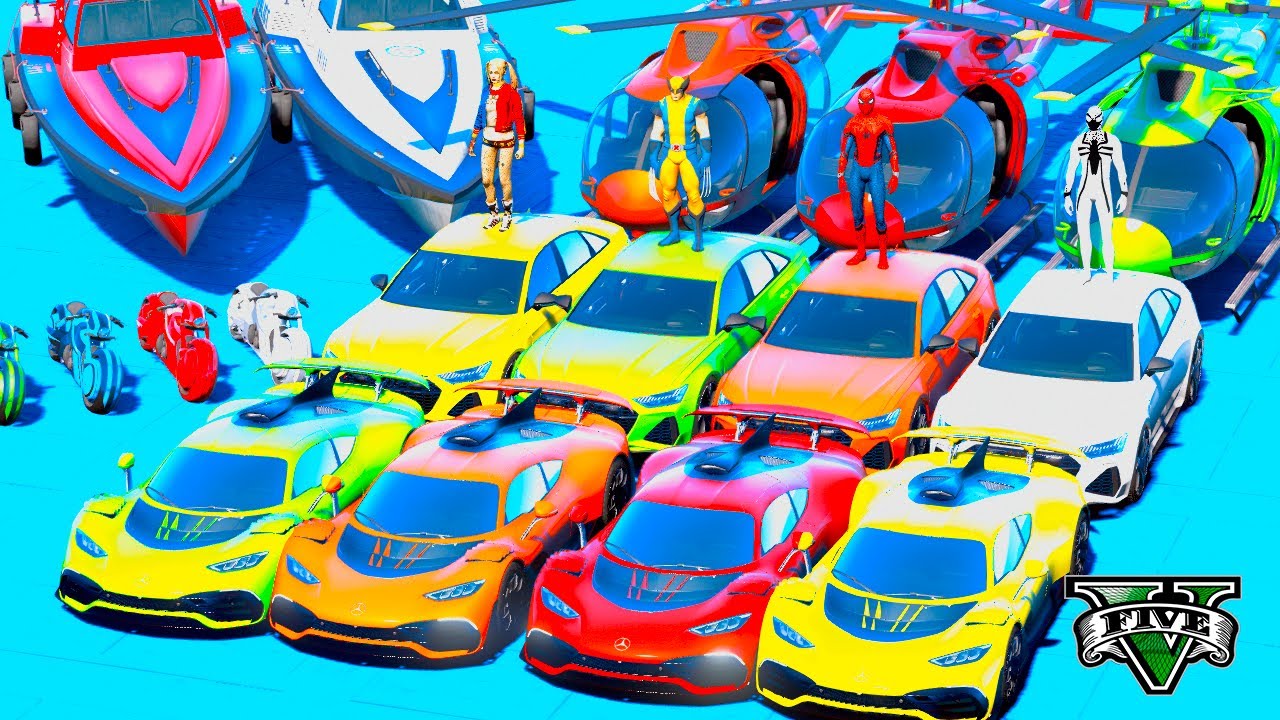 GTA V Stunt Map Car Racing Challenge on Super Cars Planes Monster ...