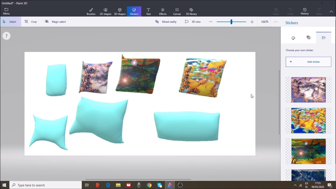Windows 10 Paint 3D Tutorial. How to make pillows - YouTube