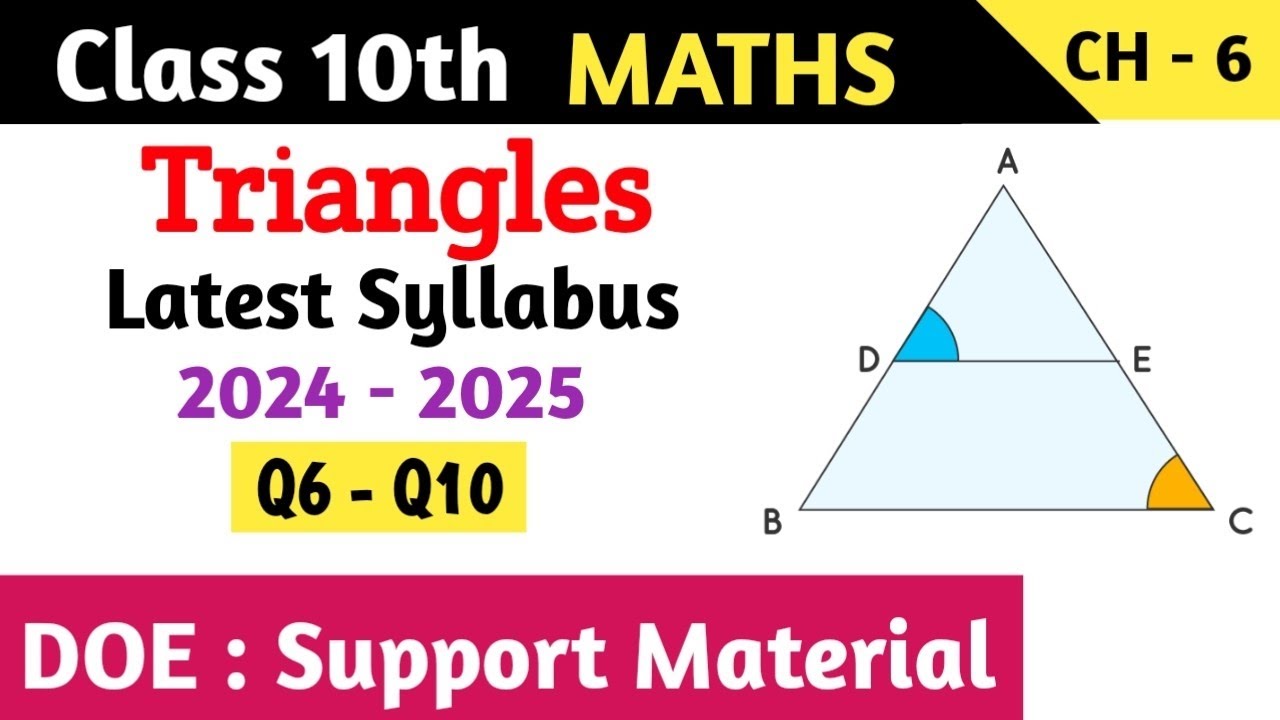Class 10 Maths Chapter 6 Triangles Support Material | Q6 to Q10 - YouTube