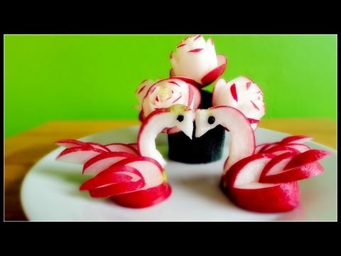 Art In Radish - Vegetable Carvings - Radish Roses / Radish Swans ...