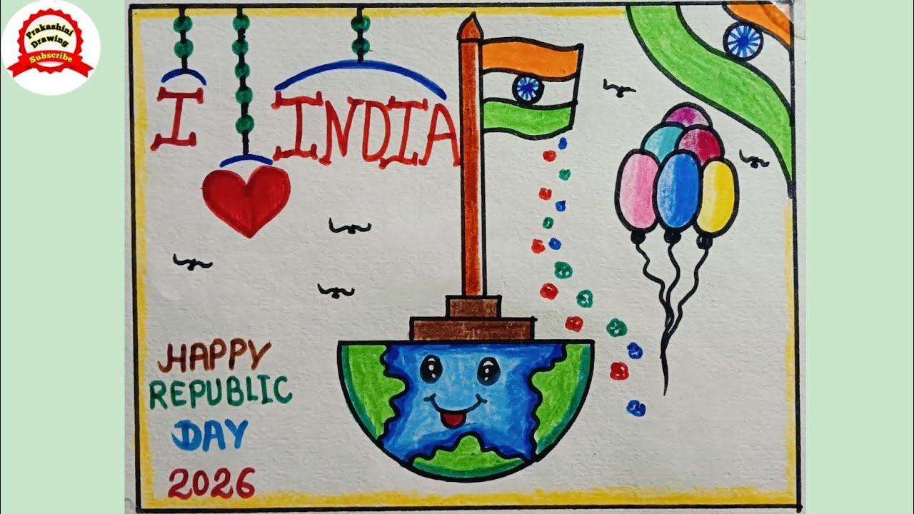 Very easy republic day drawing 2026 / how to draw jhanda / flag point ...