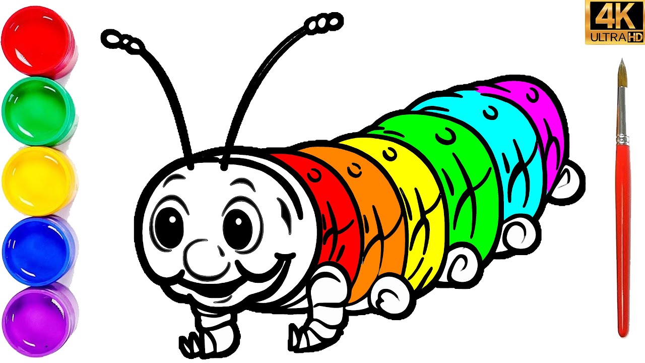 Easy Caterpillar Drawing, How to Draw a Cute Caterpillar for Kids, Easy ...