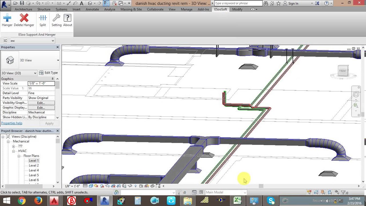 Revit 2016 (hangers and supports) - YouTube