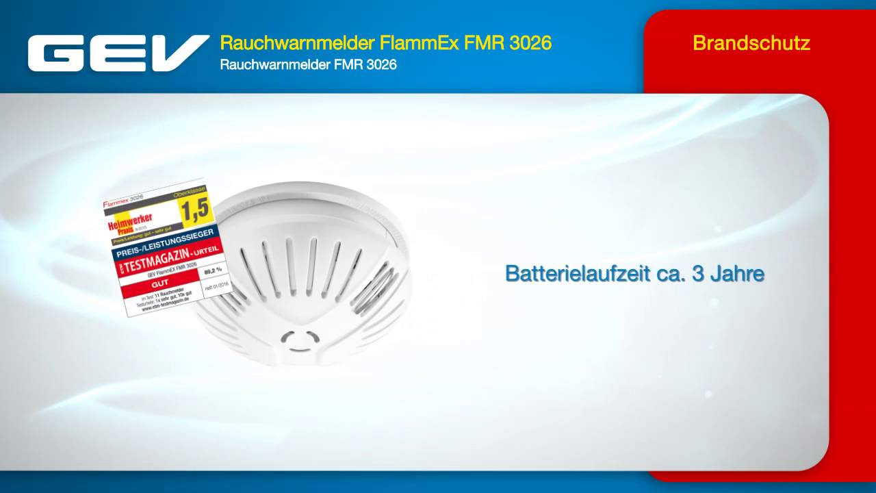 FlammEx Rauchwarnmelder FMR 3026 - YouTube