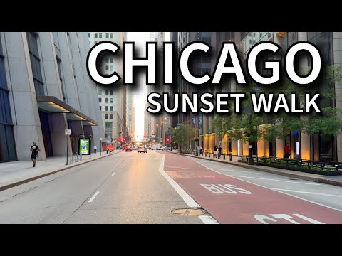 Sunset in Chicago Summer Walking Tour on Monday | July 14, 2025 | 4K 60fps City Sounds