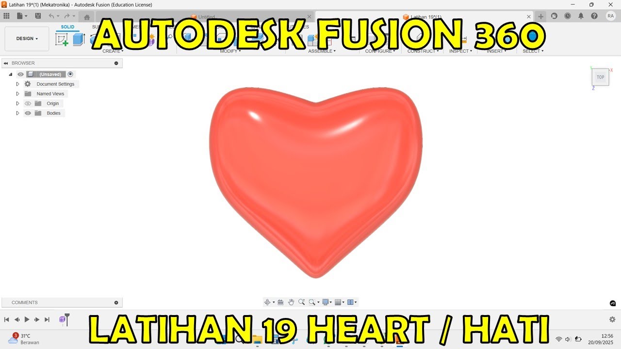 Latihan 19 Tutorial Autodesk Fusion 360 Create Form Spiral Heart / Hati ...