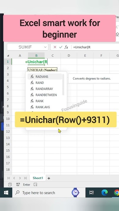 How To Use Unichar Function In Excel Tips And Tricks Focusinguide Tutorial Exceltips Shots