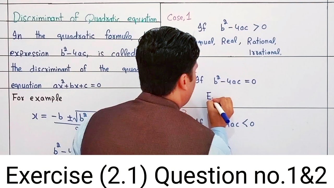 Discriminant of a quadratic equation || Maths class 10 chapter 2 kpk ...