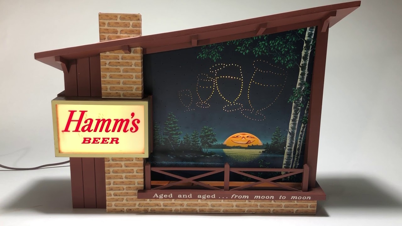 Hamm's Moon to Moon Illuminated Motion Sign -- Rarer Version - YouTube