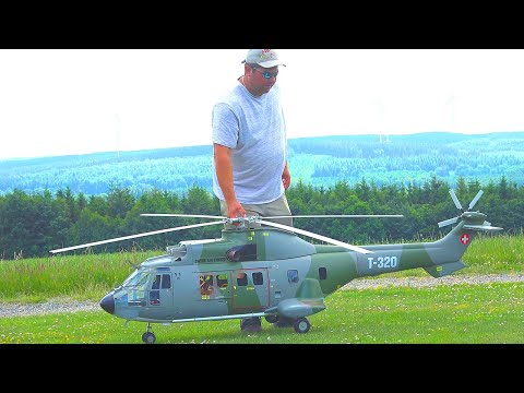 XXXL RC MODEL AS-332 SUPER-PUMA SCALE TURBINE MODEL HELICOPTER FLIGHT DEMONSTRATION