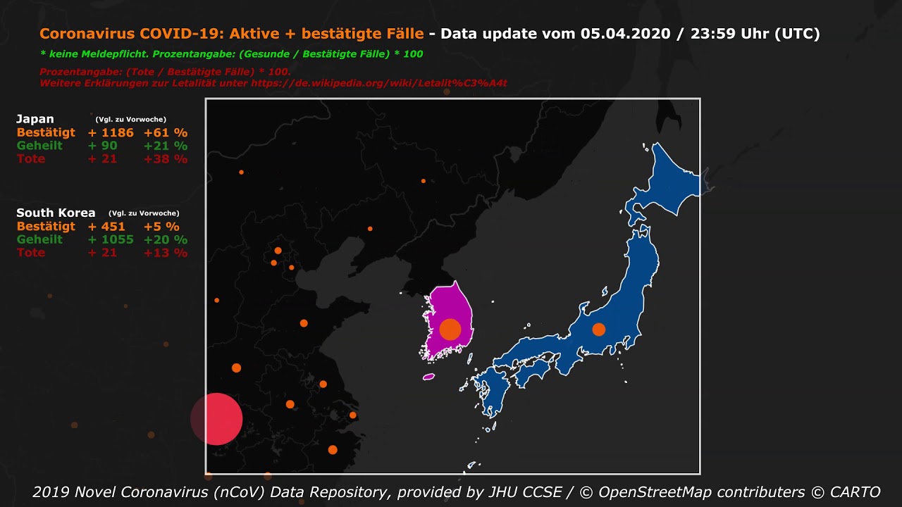 Corona Virus Falldaten Japan / Südkorea - Update 05.04.2020 – 23:59 Uhr ...