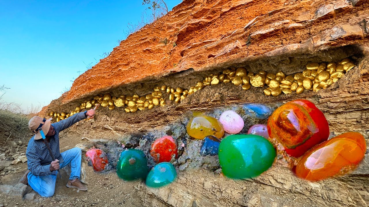 Man & Smart DOG Finds Diamond & Gemstone Mine Under Stone , More ...
