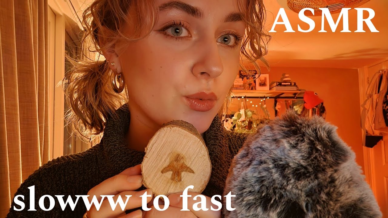 [ASMR] 🐢slow to fast🐇 (tapping, scratching, whispering) - YouTube