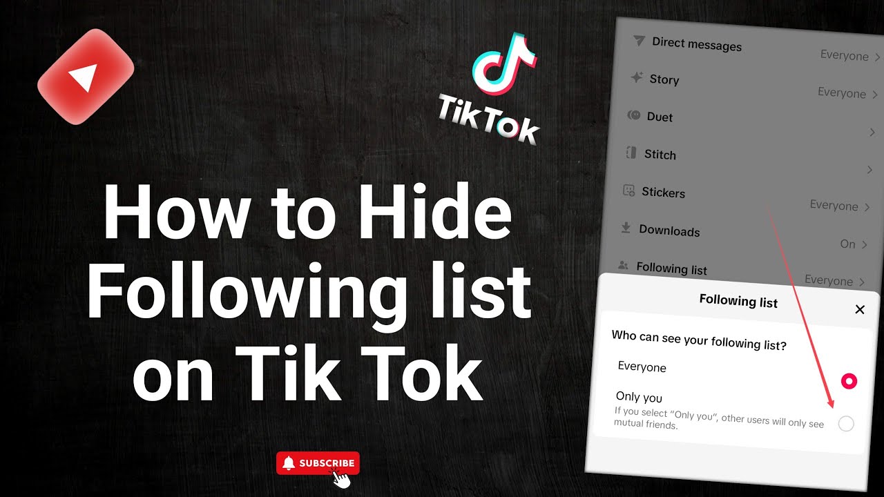 How to Hide Following list on Tik Tok | Tik tok pr following list kasay ...